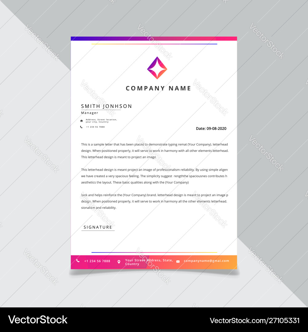 Gradient color letterhead design template Vector Image