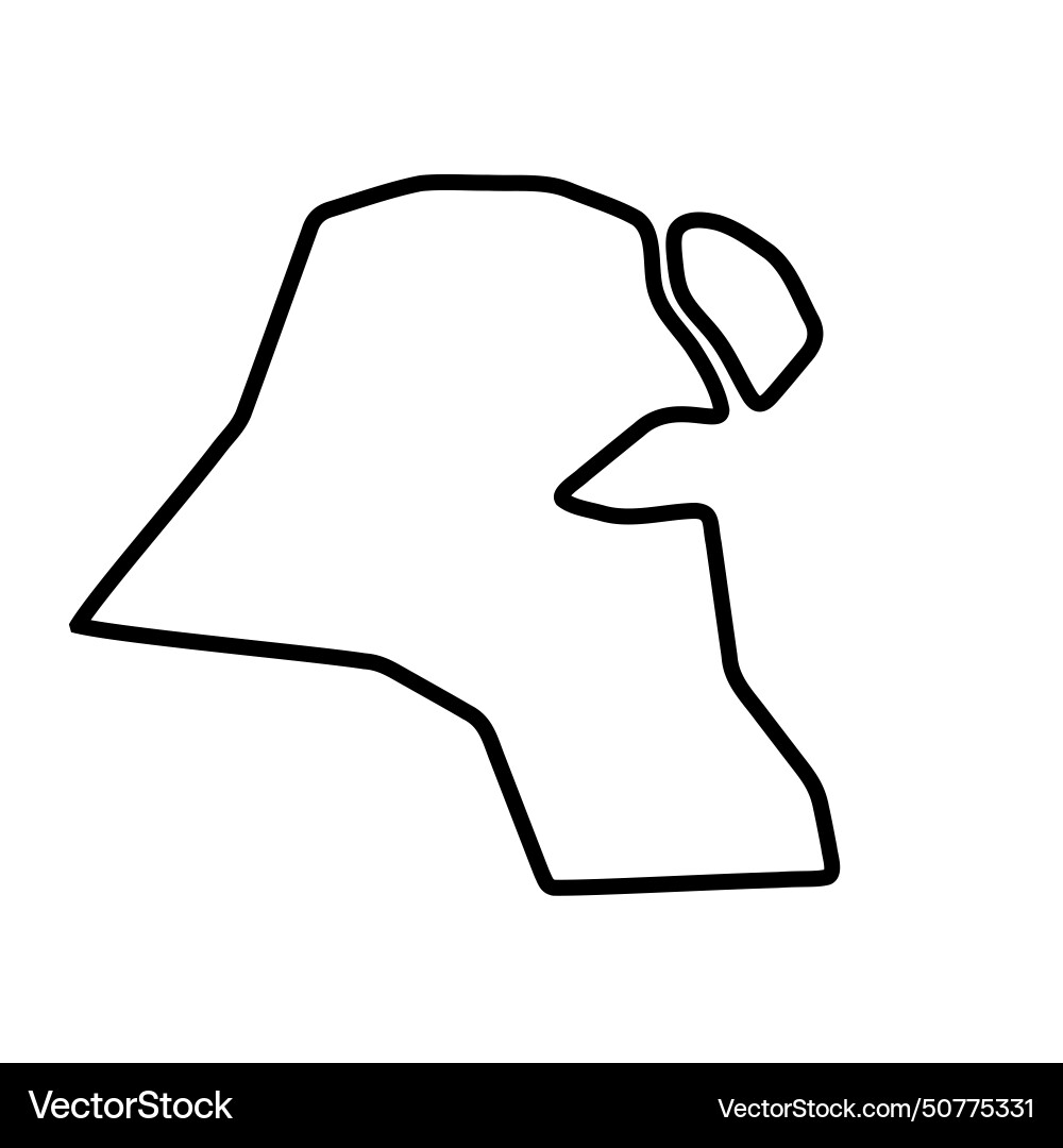 Kuwait simplified outline map Royalty Free Vector Image