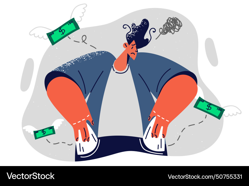 Man experiencing financial problems due Royalty Free Vector