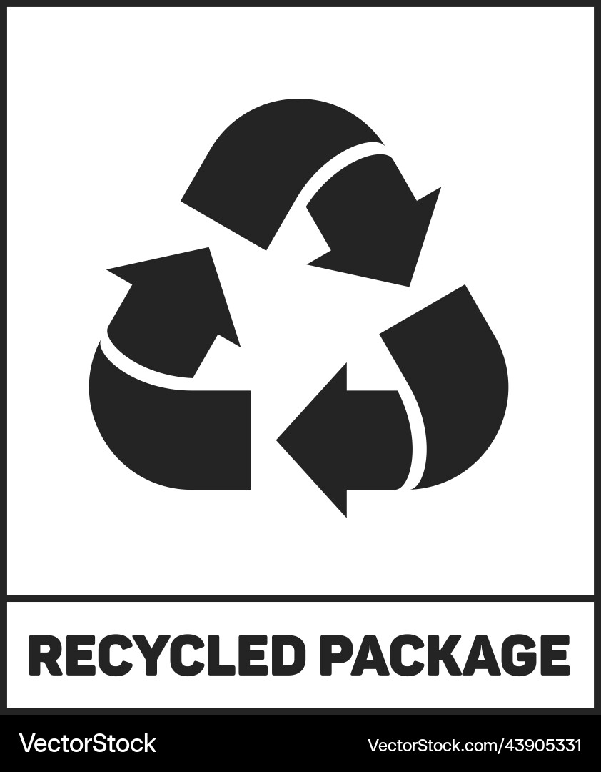 Recycled package sticker black parcel shipping Vector Image