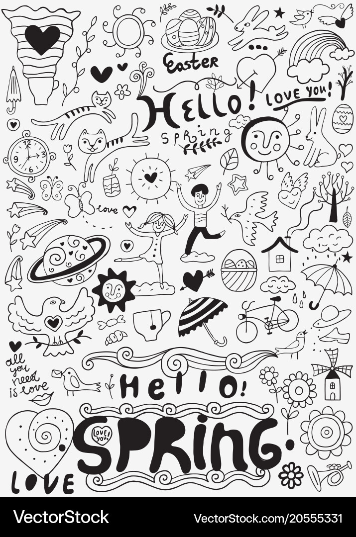 Spring doodle set Royalty Free Vector Image - VectorStock