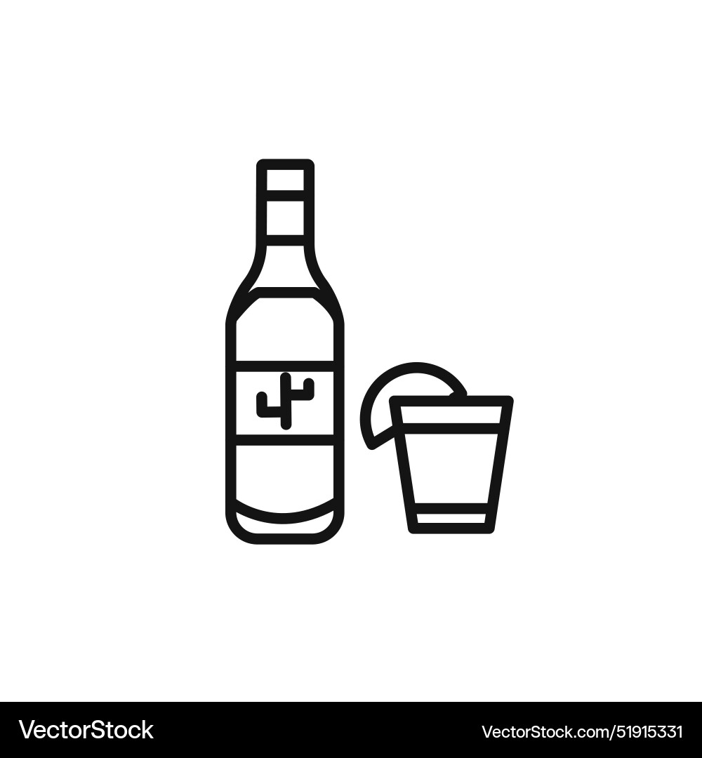 Tequila bottle and glass icon set collection Vector Image