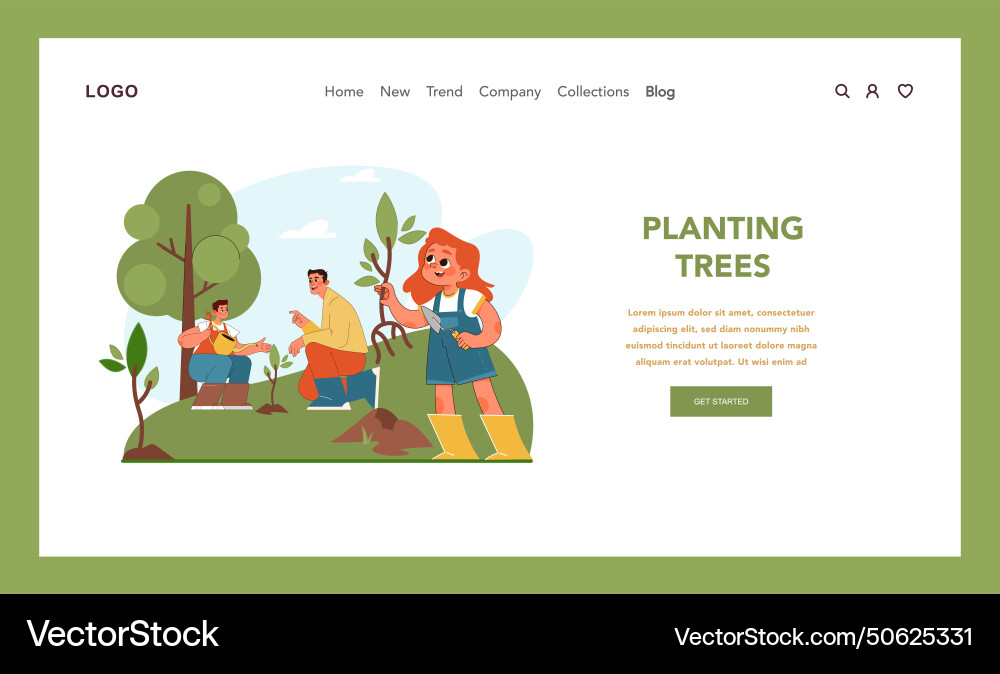 Tree planting concept flat Royalty Free Vector Image