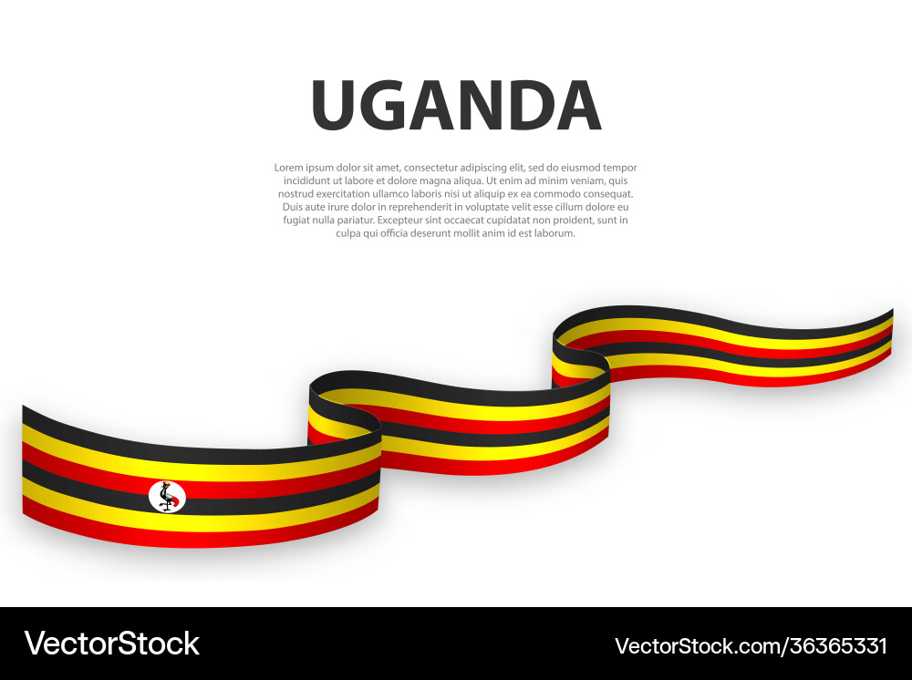 Waving ribbon or banner with flag uganda Vector Image