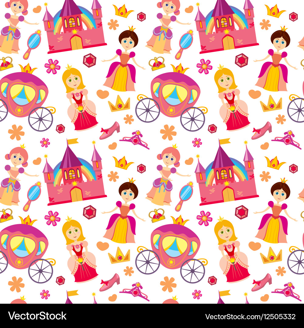 Beautiful princess seamless pattern magic Vector Image