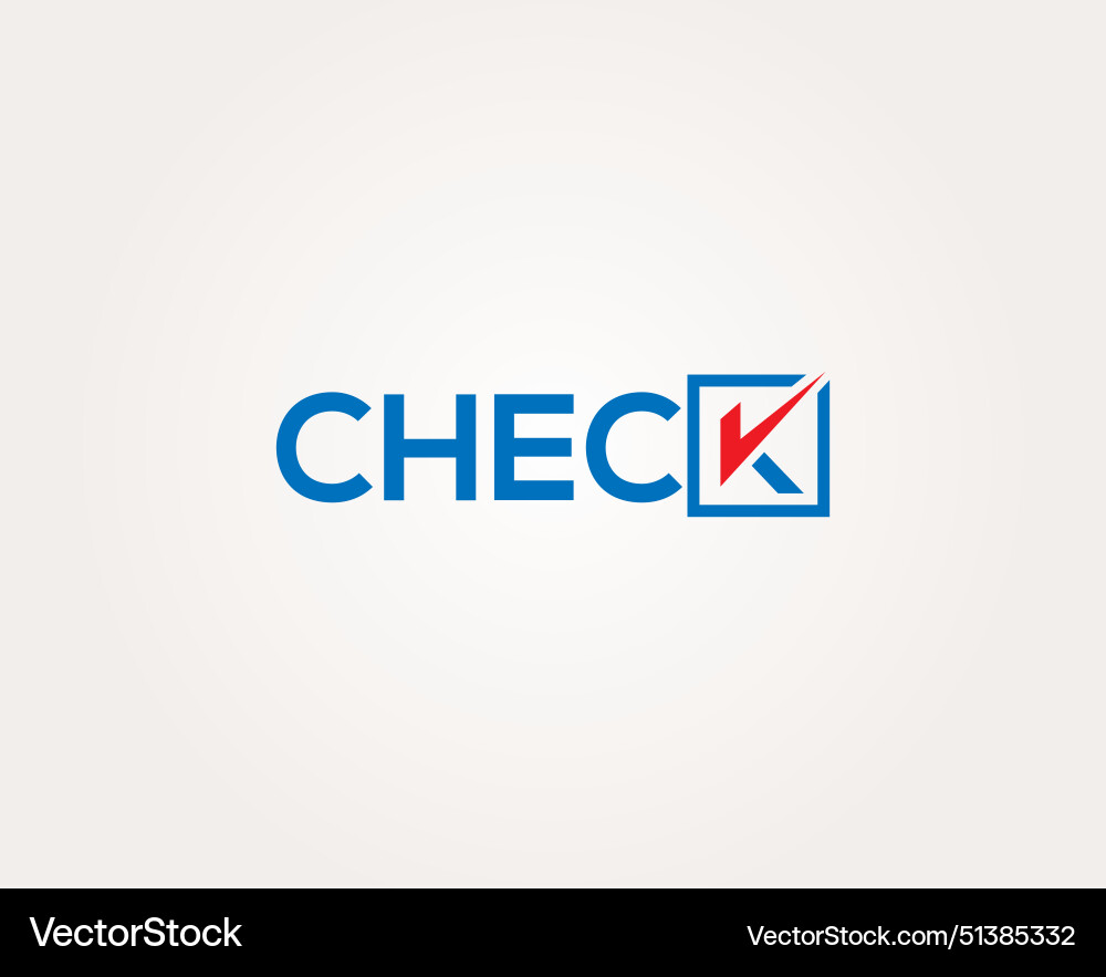 Check mark text logo Royalty Free Vector Image
