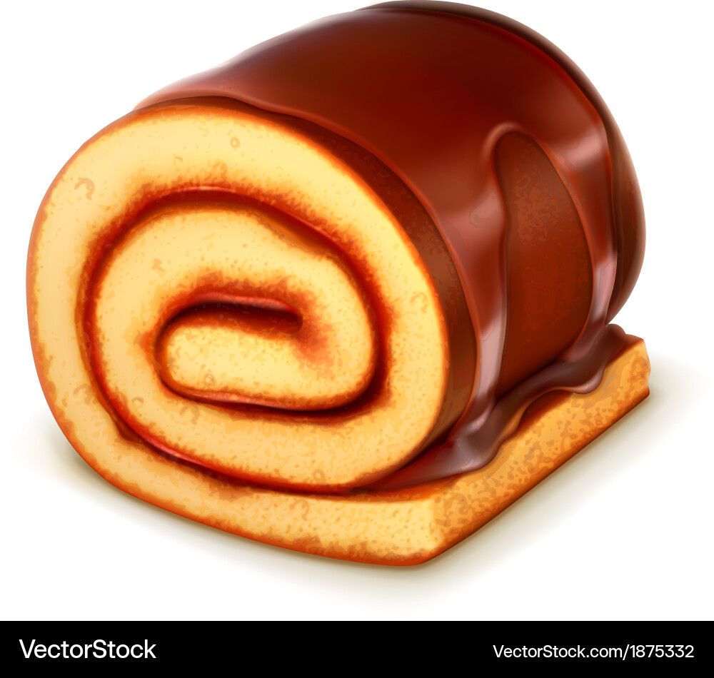 Chocolate roll cake detailed Royalty Free Vector Image