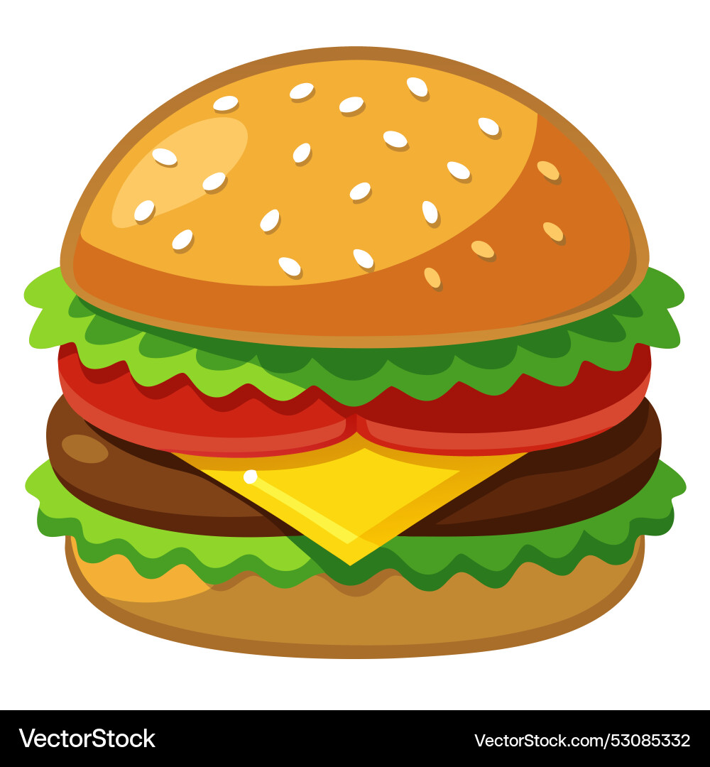 Delicious burger with lettuce tomato cheese Vector Image