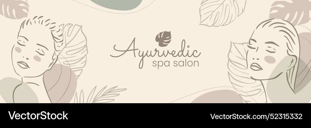Hand drawn outline spa twitter header Royalty Free Vector