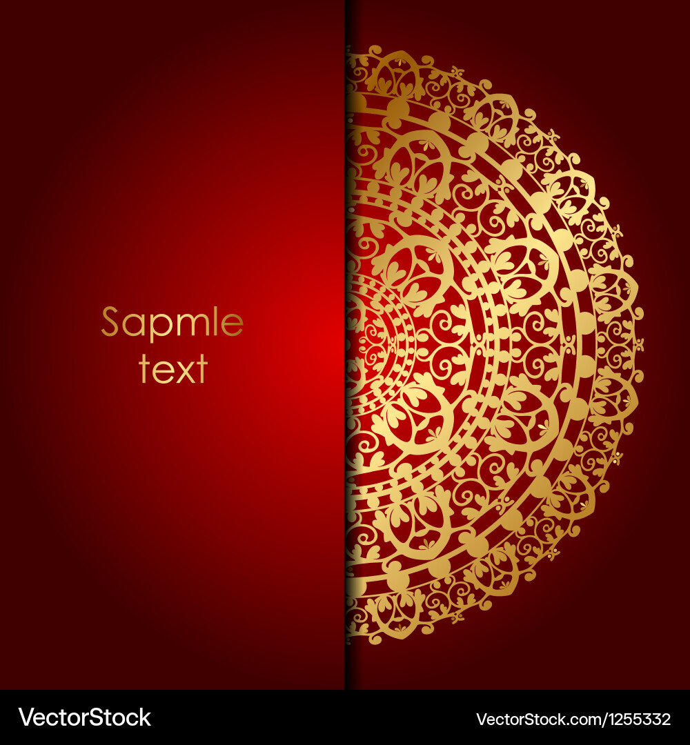 Red background with gold ornament Royalty Free Vector Image