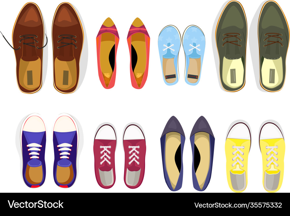 Set various male and female shoes Royalty Free Vector Image