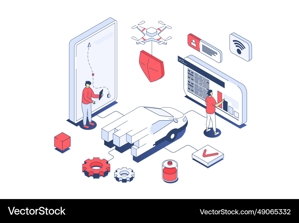Smart car concept in 3d isometric design Vector Image