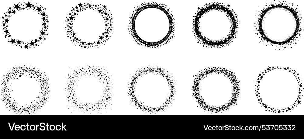 Stardust silhouette circle frames set round Vector Image