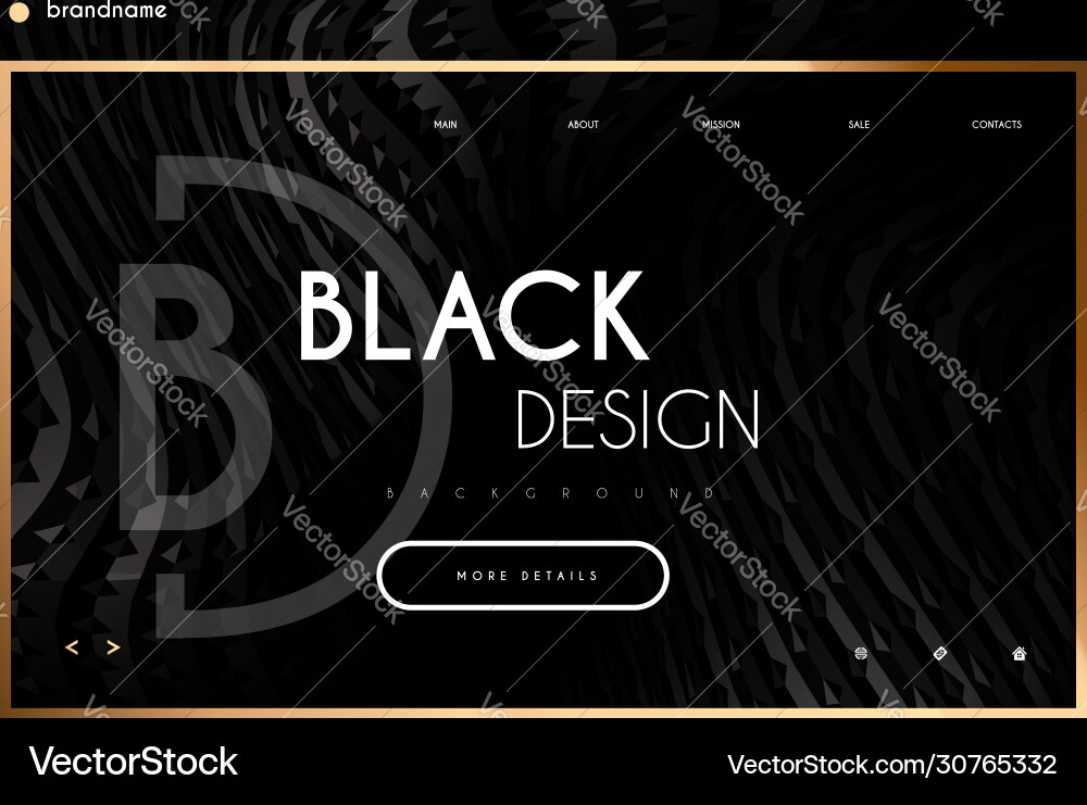 Web page design landing in black and gold Vector Image