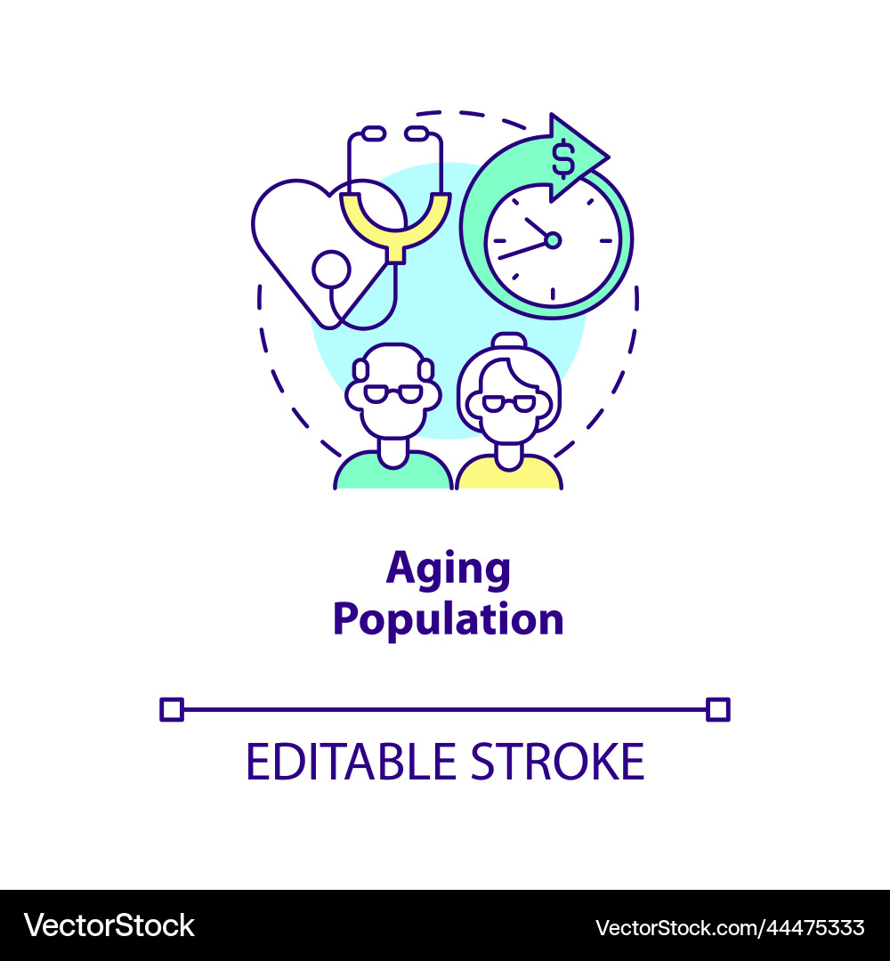 Aging population concept icon Royalty Free Vector Image