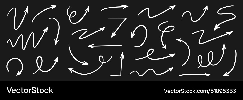 Arrow hand drawn sketch icon set doodle Royalty Free Vector