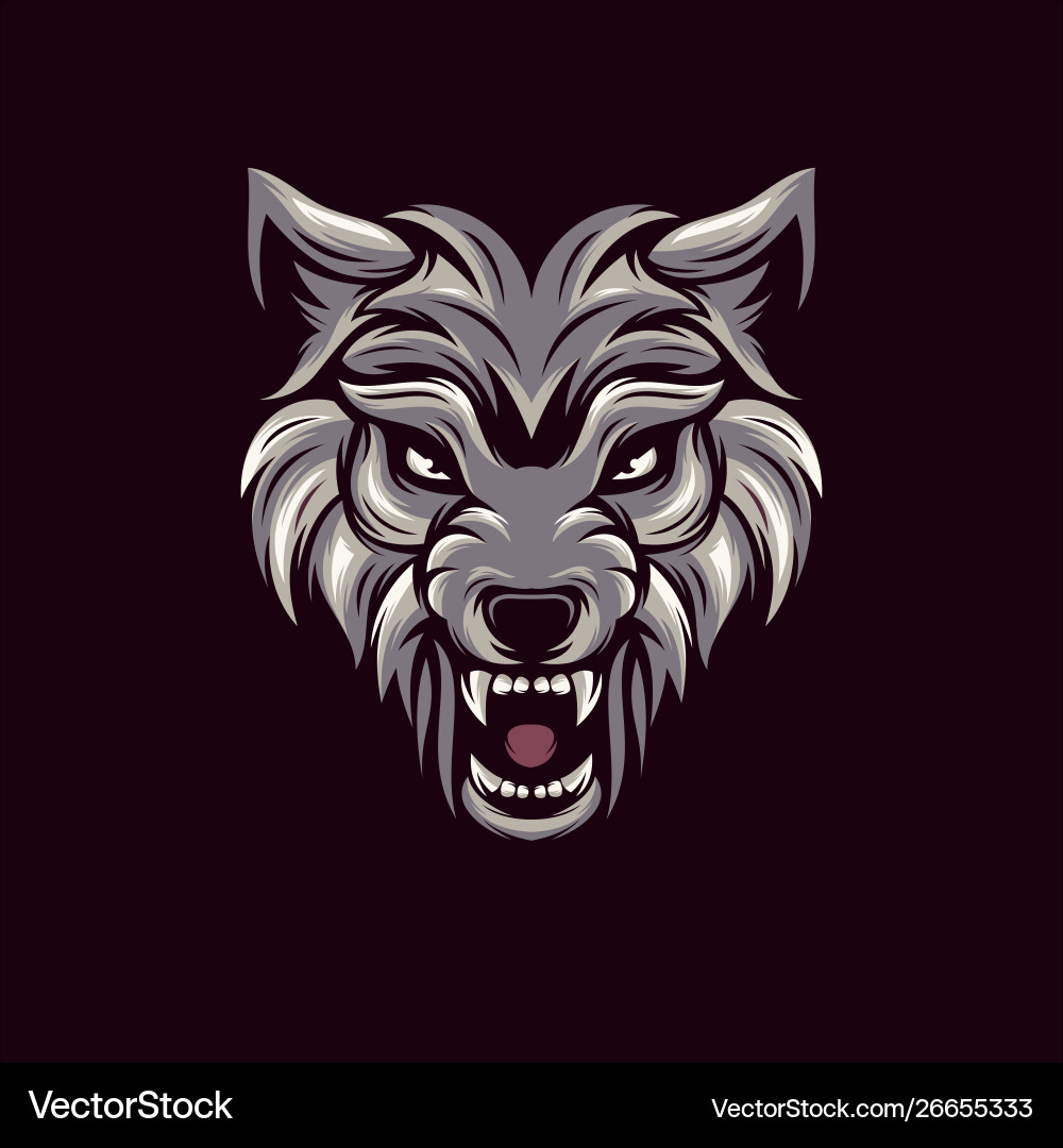 Awesome angry wolf logo design Royalty Free Vector Image