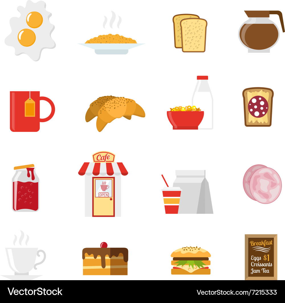 Breakfast icons set Royalty Free Vector Image - VectorStock