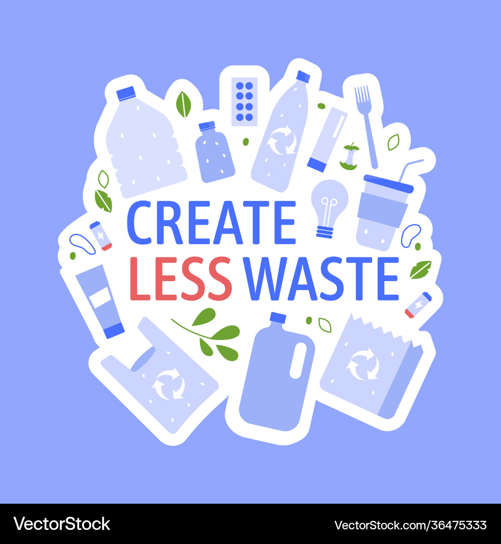 Create less waste concept zero Royalty Free Vector Image