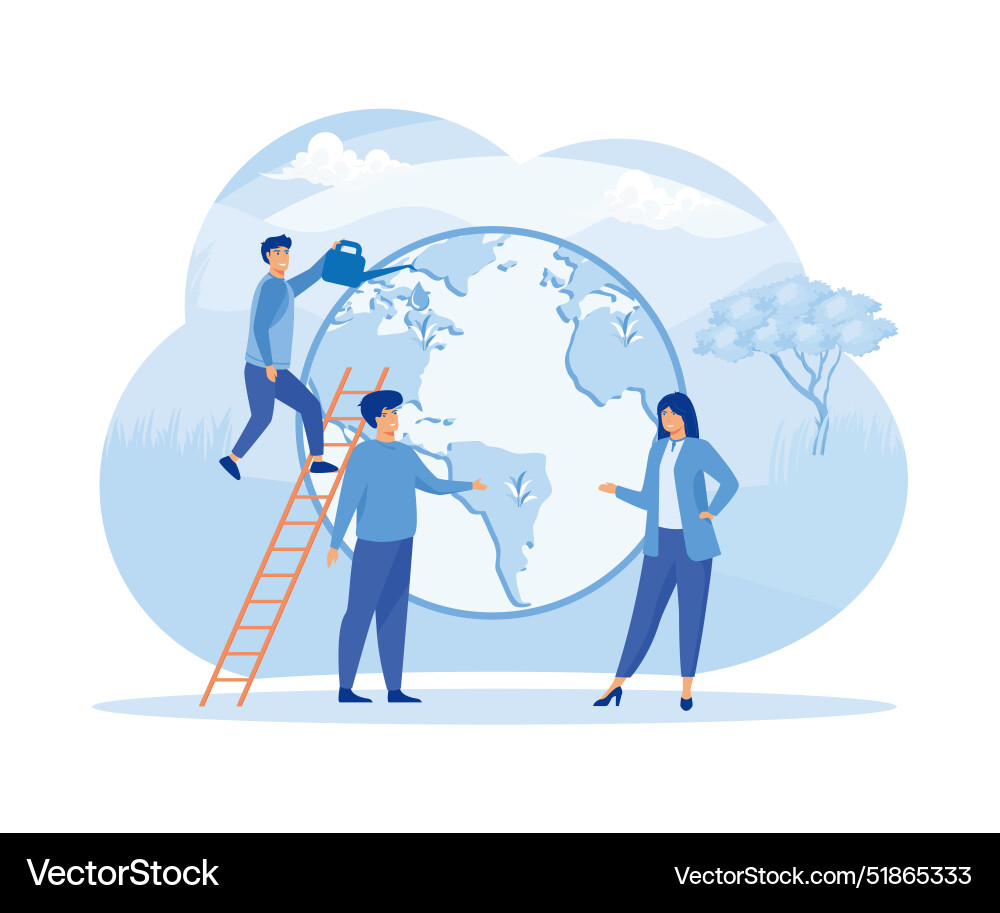 Earth day man save green planet environment Vector Image