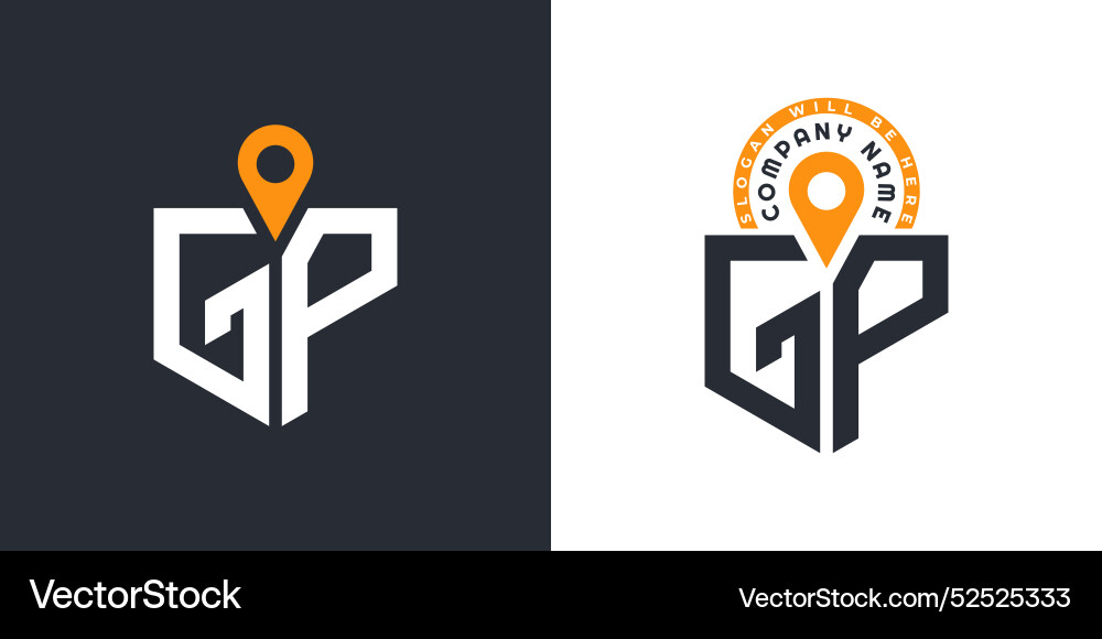 Gp location logo bundle letter dual icons Vector Image