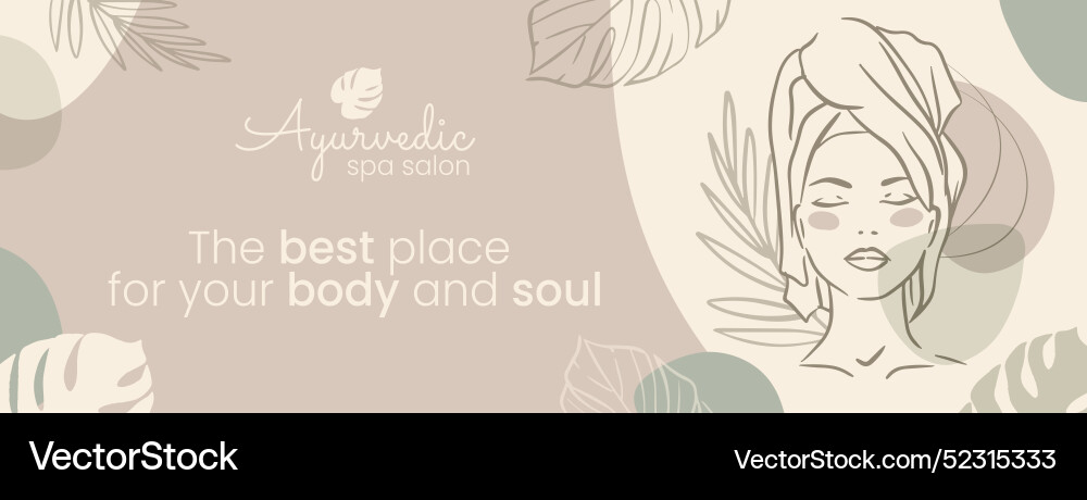 Hand drawn outline spa facebook cover Royalty Free Vector