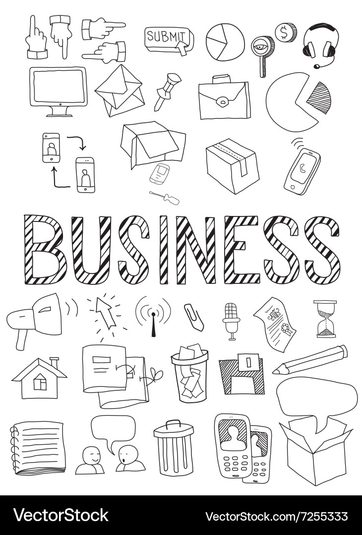 Hand drawn set of business Royalty Free Vector Image