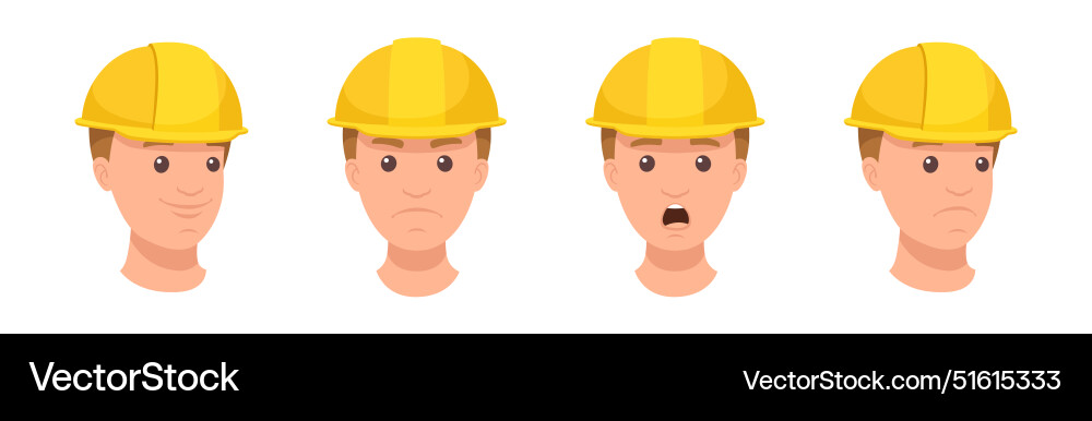 Man builder character head in yellow hard hat Vector Image