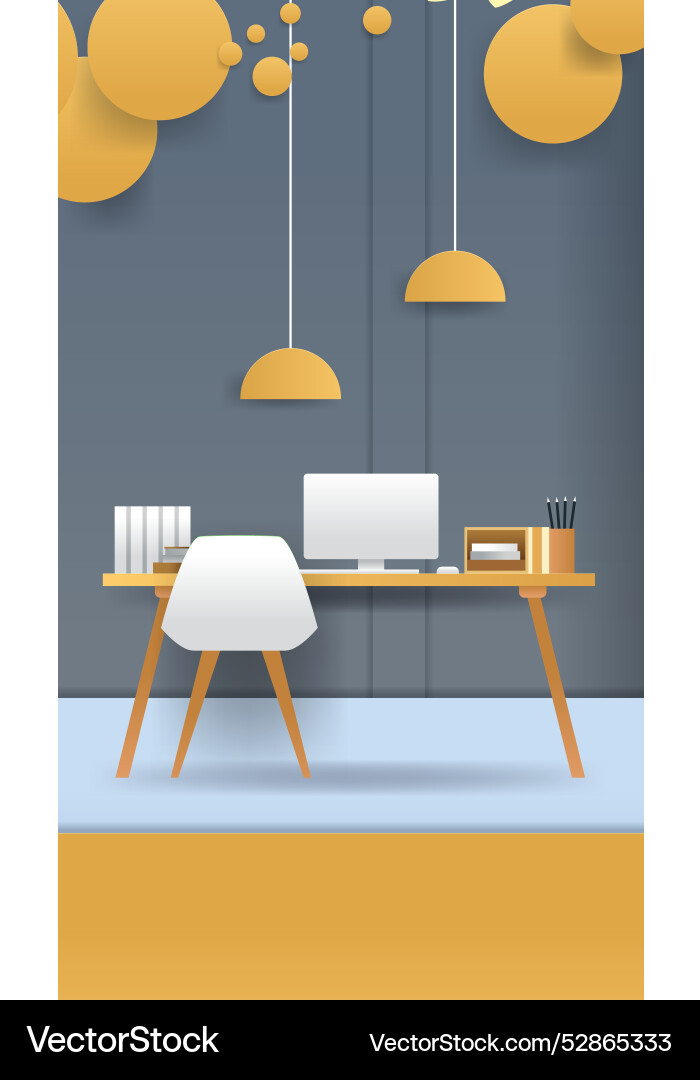 Modern office workspace desk computer lamp Vector Image