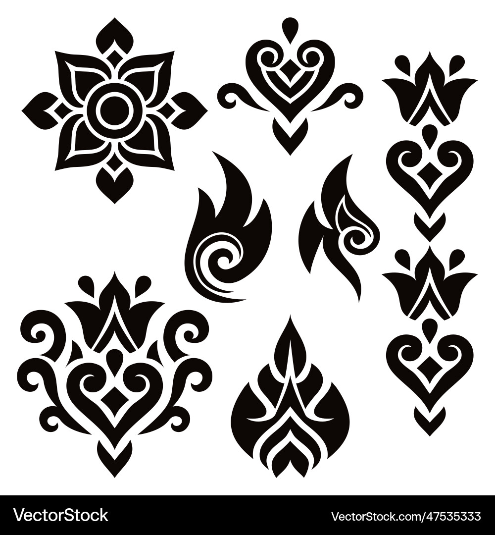 Thai traditional design elements set Royalty Free Vector