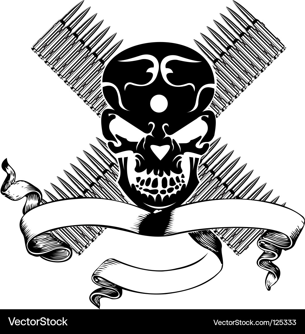 Vintage Skull Bullet Emblem Royalty Free Vector Image