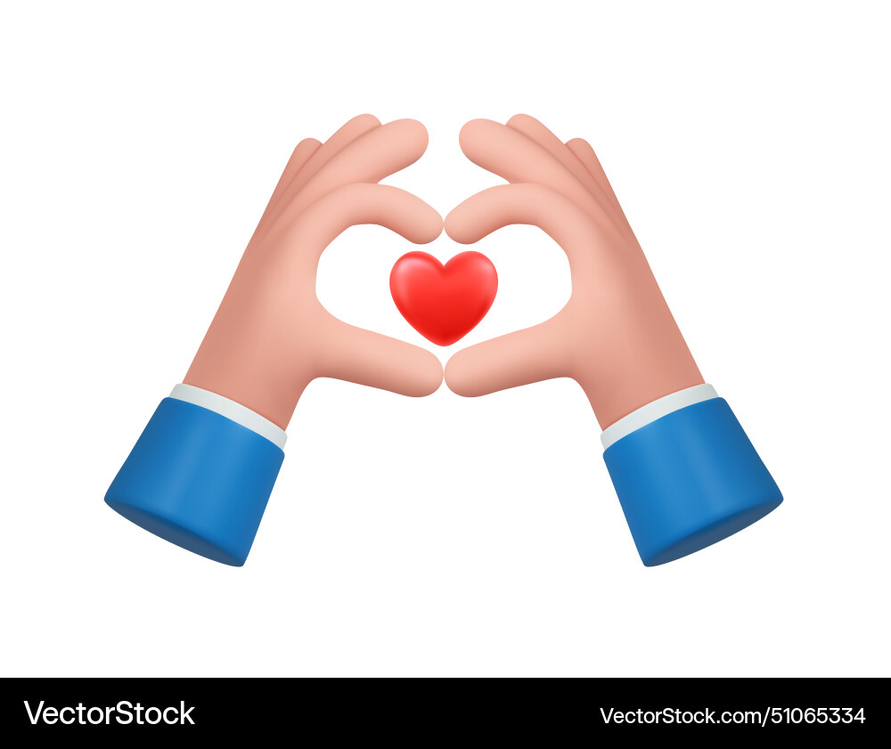 3d hands fold the shape of a heart Royalty Free Vector Image