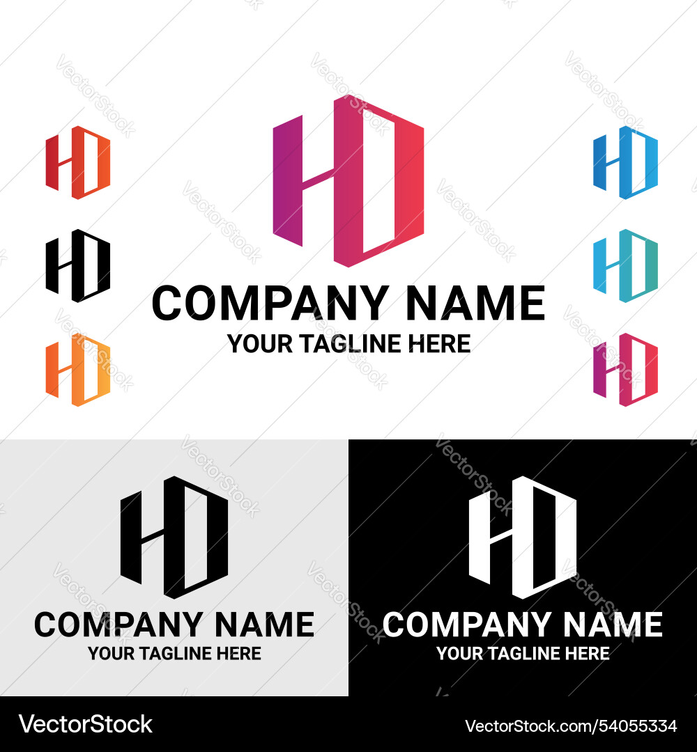 Abstract initials hd ho letter monogram logo Vector Image