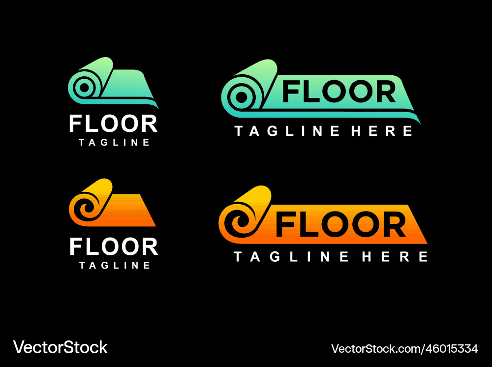 Carpet roll logo with floor lettering concept Vector Image