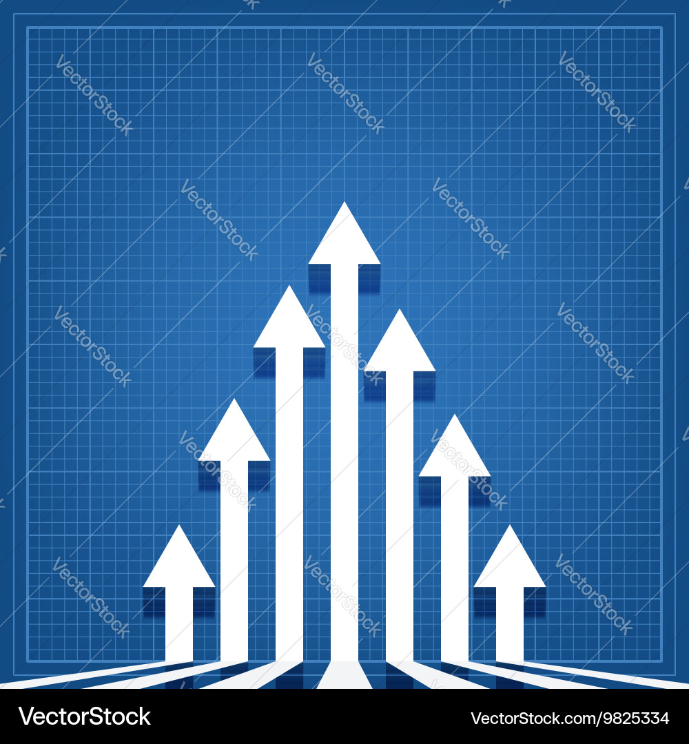 Graph arrows blueprint background Royalty Free Vector Image