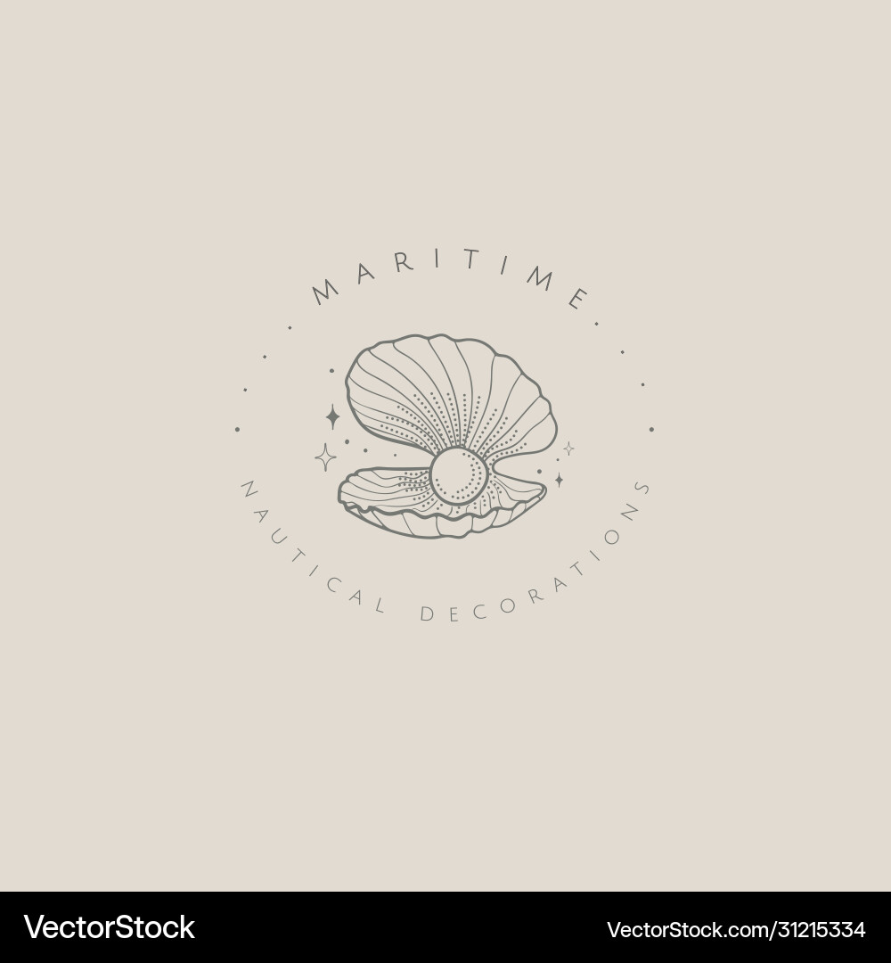 Nautical Shell & Pearl Logo Royalty Free Vector Image