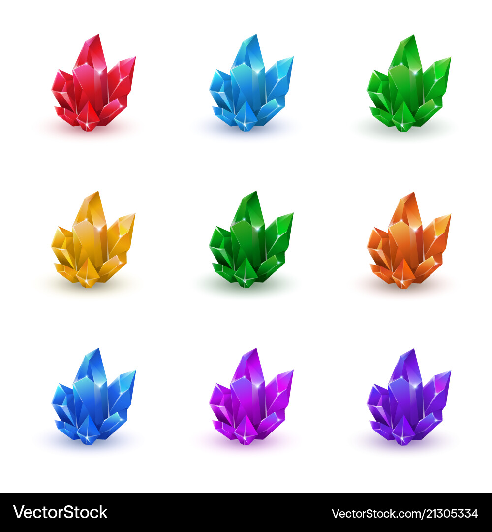 Set of crystals collection on isolated background Vector Image