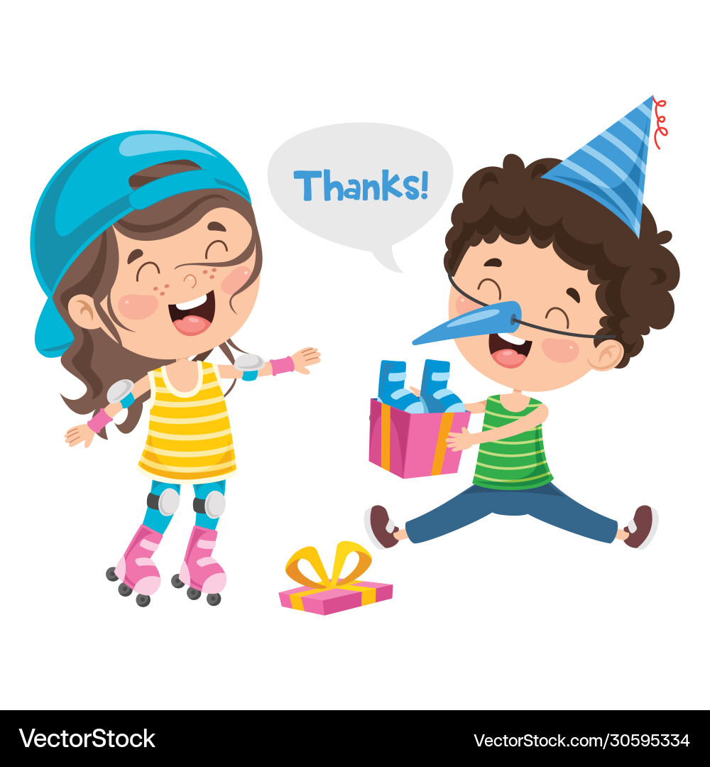 Thank you with cartoon characters Royalty Free Vector Image