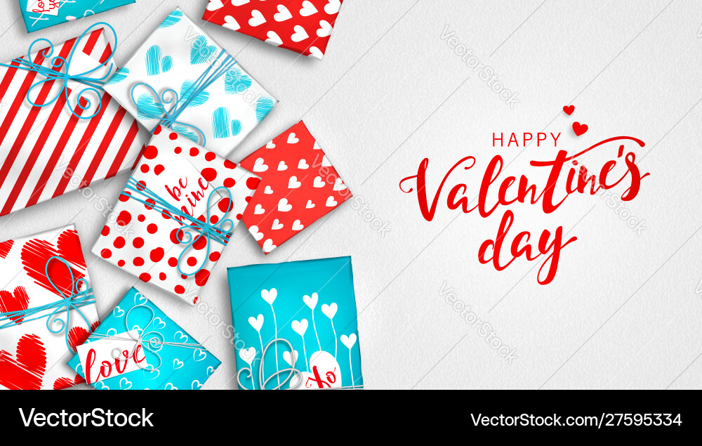 Valentines day background with gift boxes Vector Image