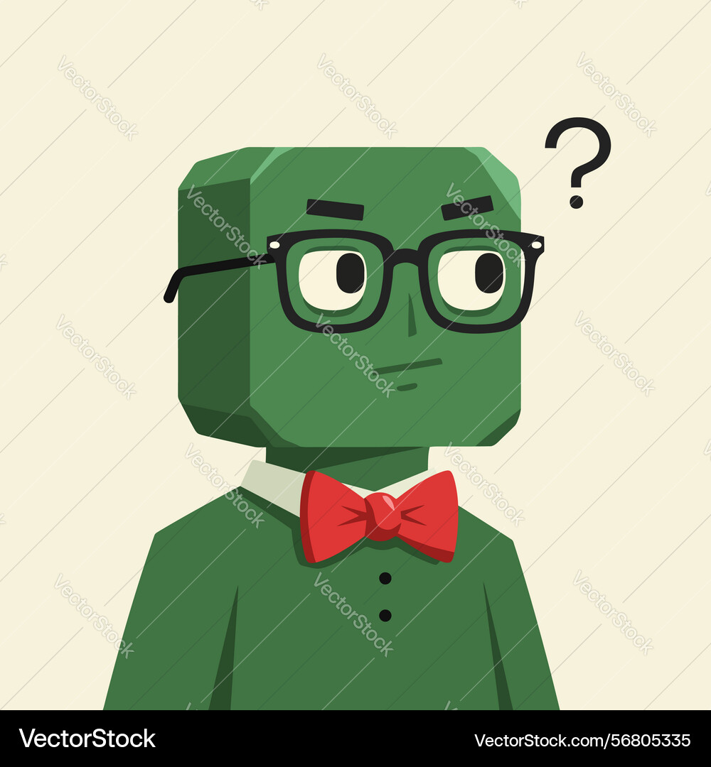 Cartoon character thinking with question mark Vector Image