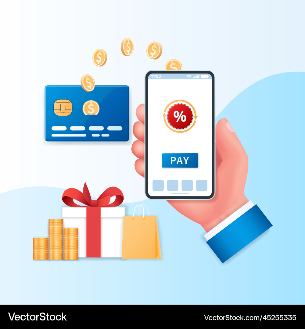 Cash back service banner in 3d style Royalty Free Vector