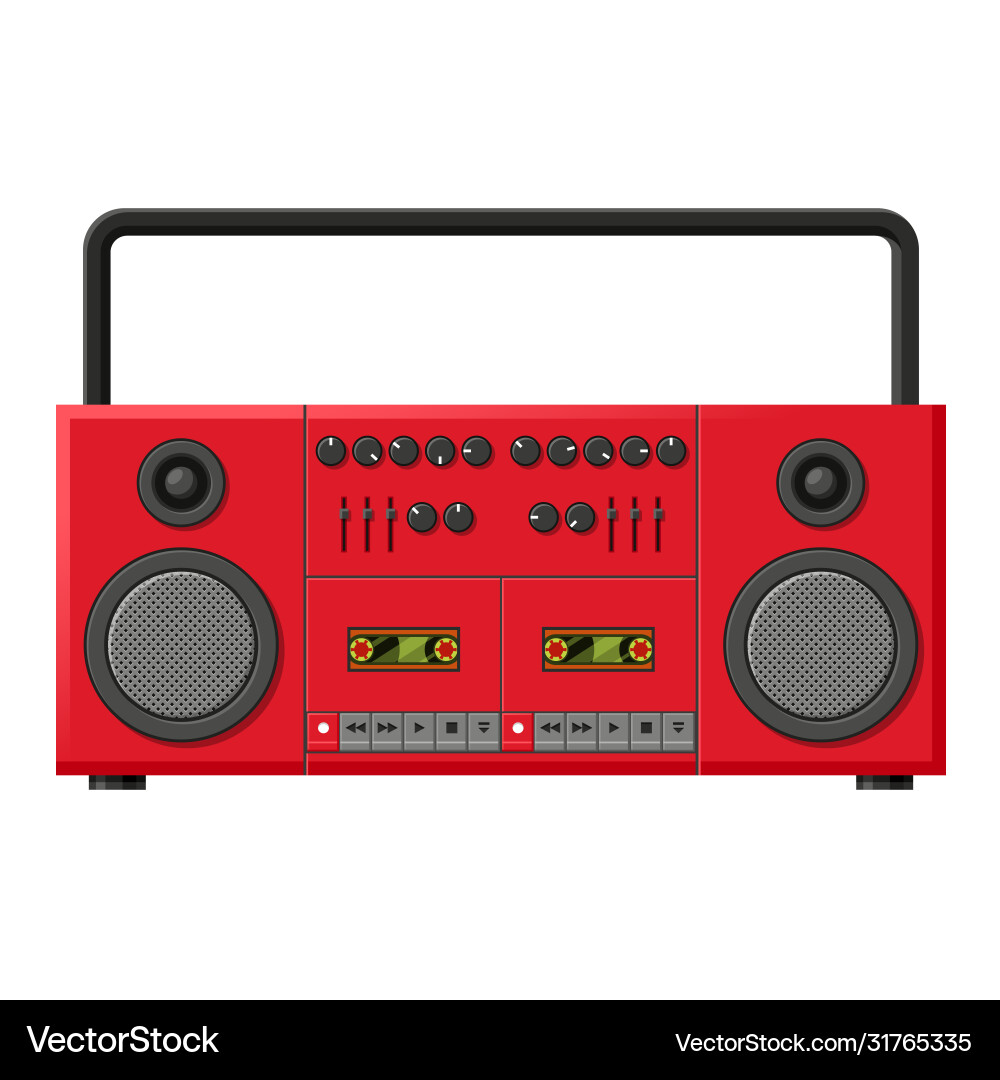 Cassette recorder red machine for recording Vector Image
