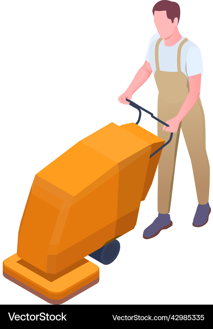 Cleaning machine worker composition Royalty Free Vector