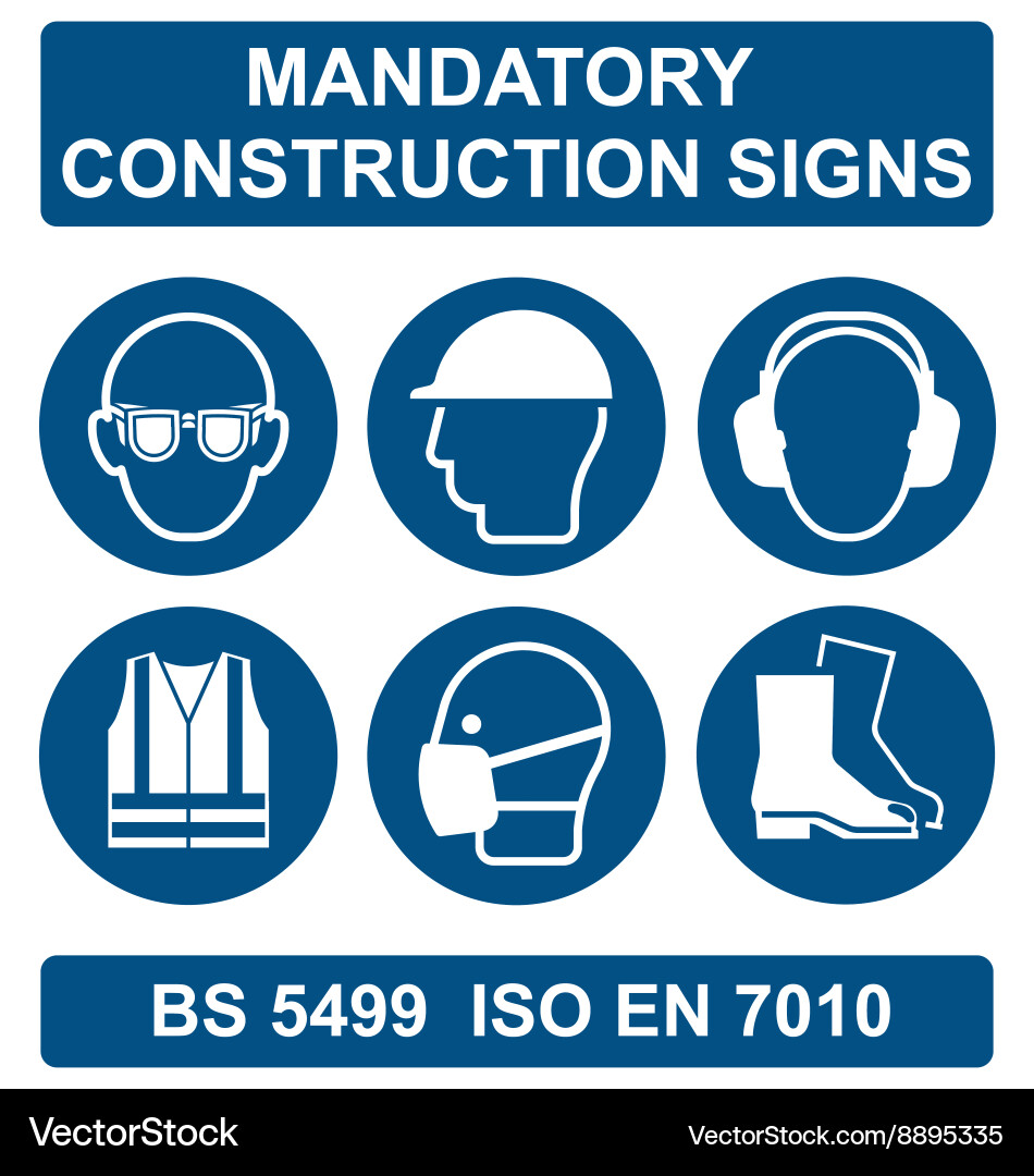 Construction Safety Signs - BS 5499 ISO 7010 Vector Image