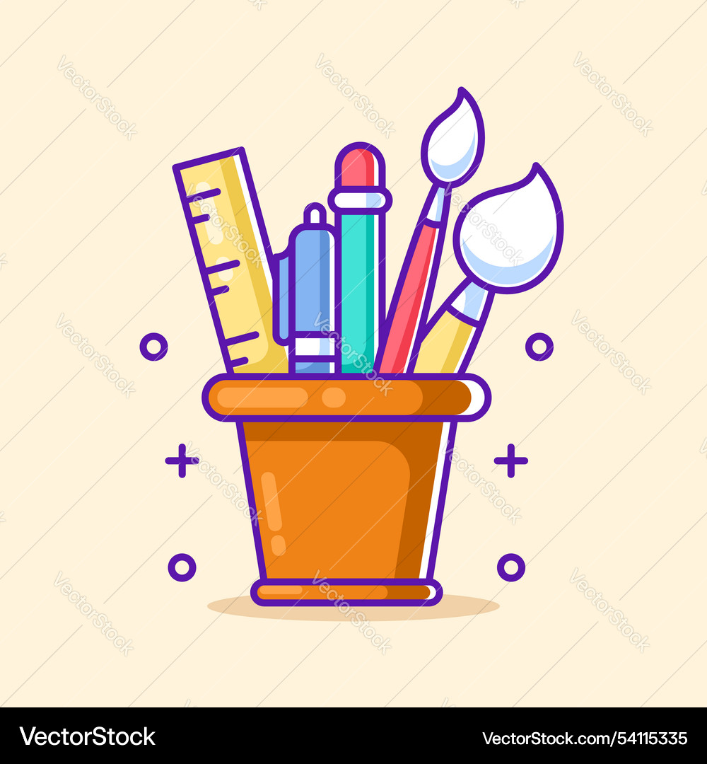 Cute different stationery items Royalty Free Vector Image