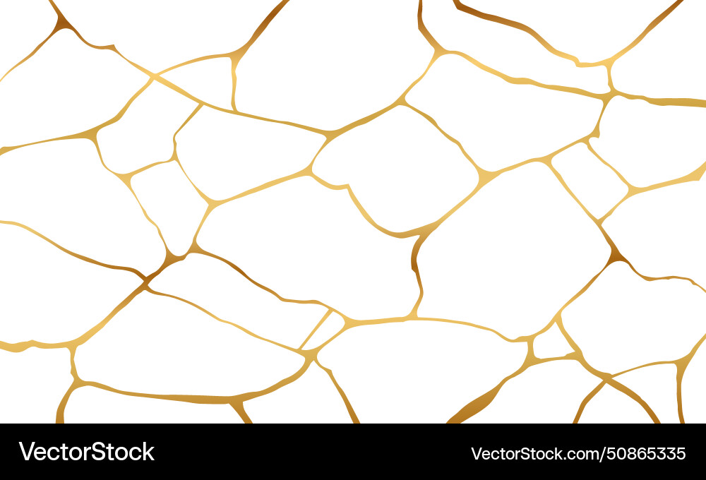 Gold kintsugi crack repair marble texture Vector Image