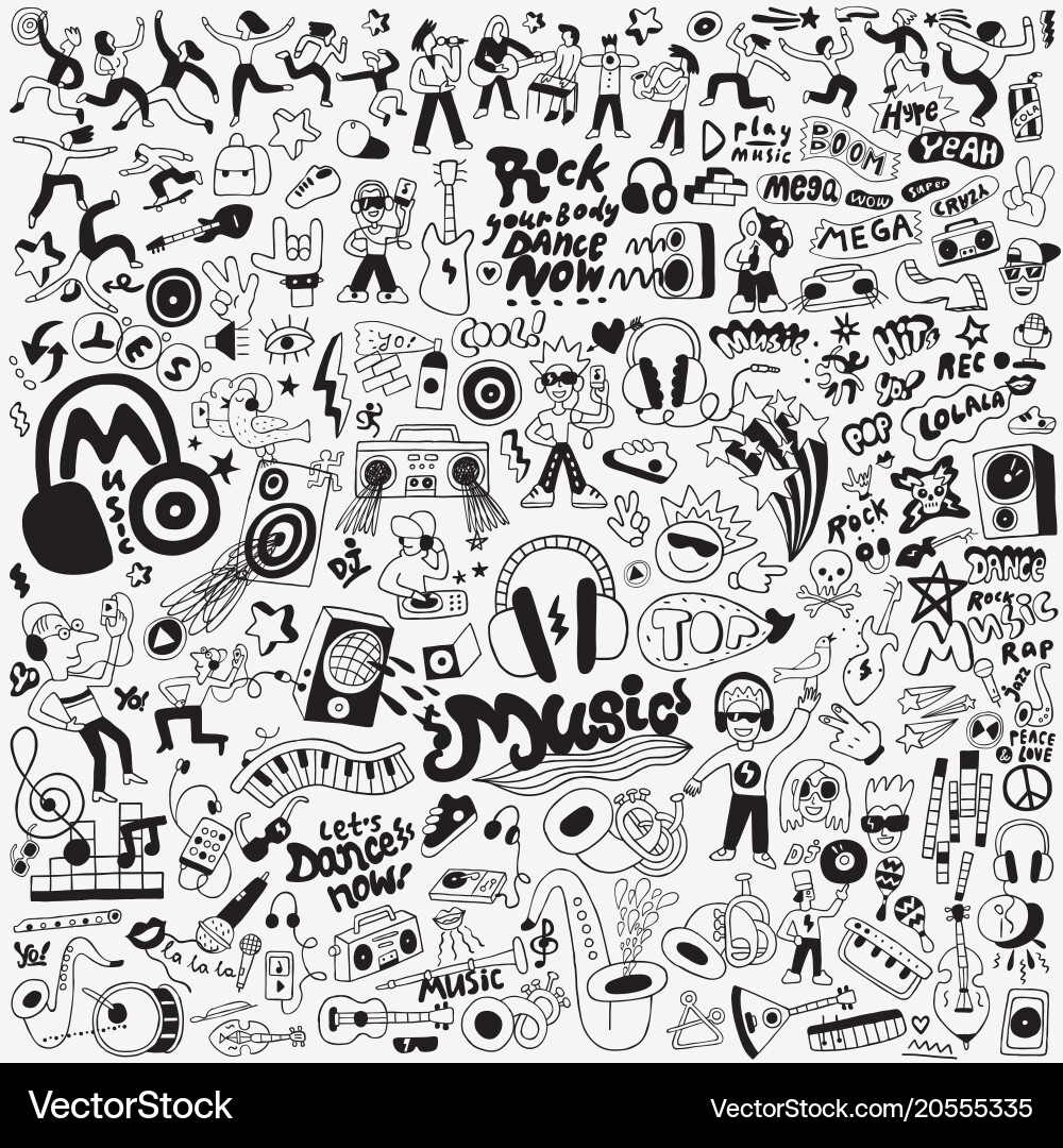 Music dance doodles Royalty Free Vector Image - VectorStock