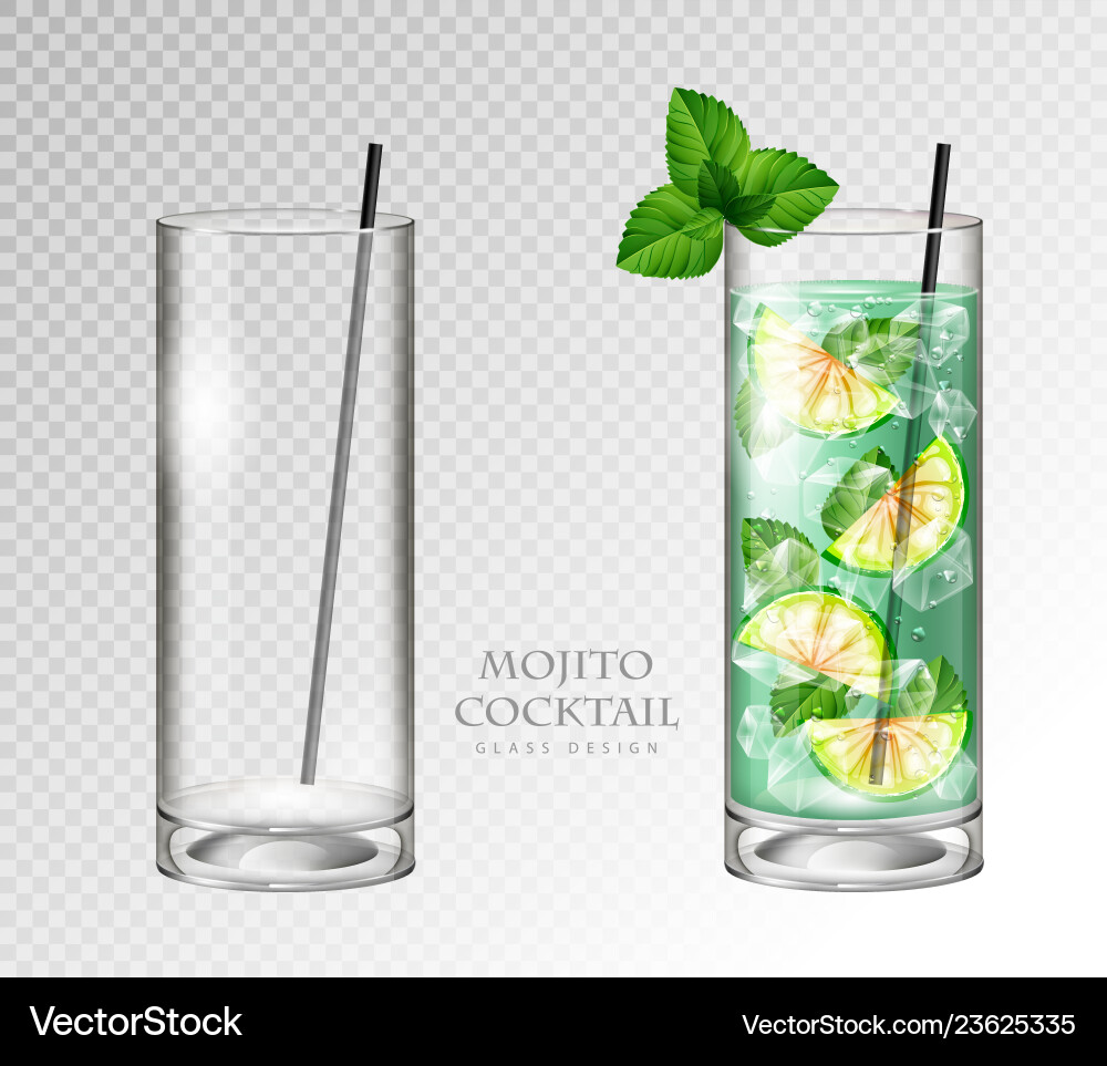 Realistic cocktail mojito Royalty Free Vector Image