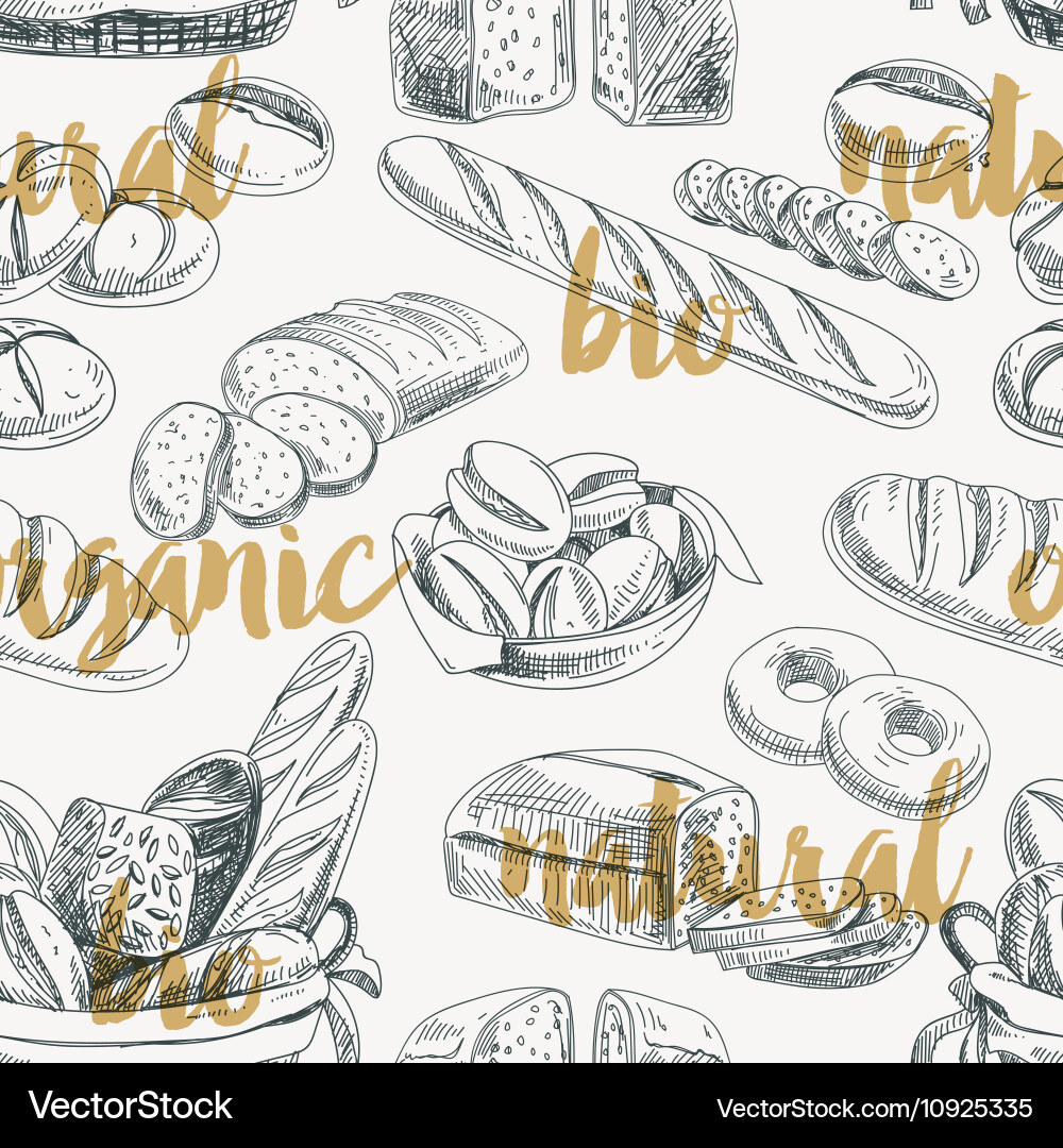 Retro Bread Pattern - Seamless Royalty Free Vector Image