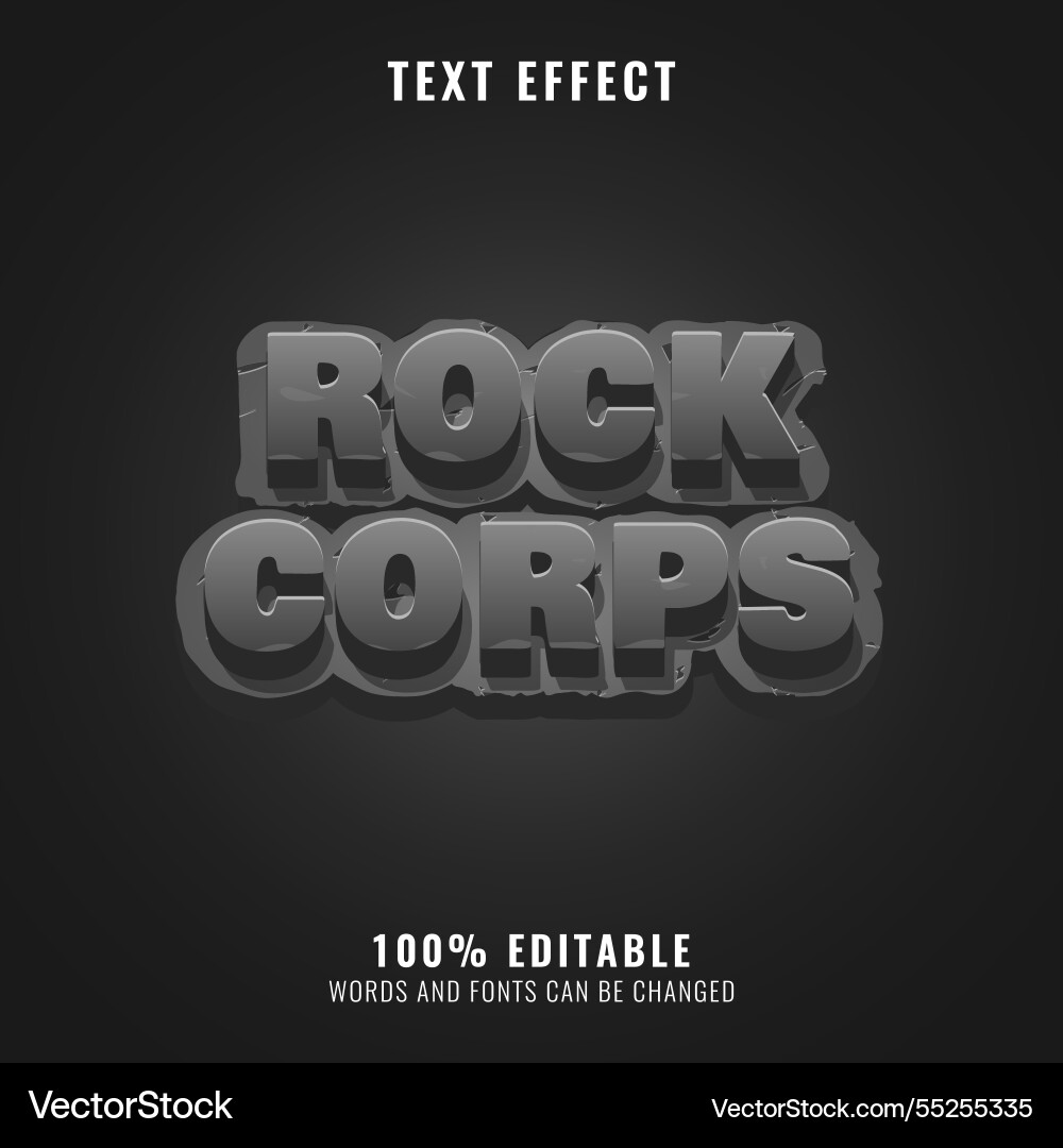 Rock corps fantasy 3d game logo title text effect Vector Image
